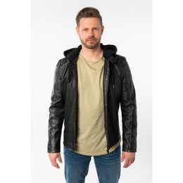 Mauritius Lederjacke »MMHayato 2 SF« mit Kapuze mit Ziersteppung, abnehmbare Kapuze antique black M