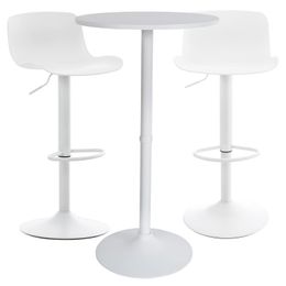 CLP Bartisch-Set Medora I Runder Stehtisch Und 2x Barhocker Mit Kunststoff-Sitz