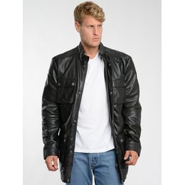 Lederjacke JCC "3102233", Herren, Gr. 48, schwarz, Obermaterial: 100% Lammleder; Innenfutter oben: 100% Polyester; Innenfutter unten: 100% Baumwolle; &Auml;rmelfutter: 100% Polyester, mit Knopf, Jacken