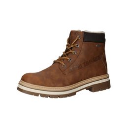 Schnürstiefel Tom Tailor "Tom Tailor Stiefelette Lederimitat/Textil", Herren, Gr. 41, nut, Lederimitat, Textil, Casual, Schuhe