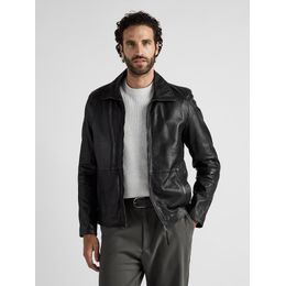Bikerjacke JCC "Bruma", Herren, Gr. 48, schwarz, Obermaterial: 100% Leder Schaf; Futter: 100% Polyester; Taschenfutter: 100% Baumwolle, Jacken