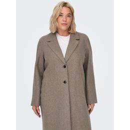 Kurzmantel Only CARMAKOMA "CARNEW CARRIE BONDED COAT CC OTW", Damen, Gr. L, braun (caribou detail:melange), Web, Obermaterial: 100% Polyester, meliert, knielang, V-Ausschnitt, Mäntel