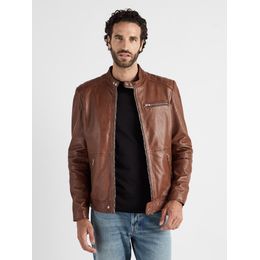 Bikerjacke JCC "MCL-23", Herren, Gr. L, braun (cognac), Obermaterial: 100% Leder Schaf; Futter: 100% Baumwolle, Jacken