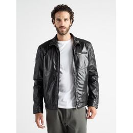 Lederjacke JCC "3102232", Herren, Gr. 58, schwarz, Obermaterial: 100% Lammleder; Innenfutter Oben: 100% Polyester; Innenfutter Unten: 100% Baumwolle; Ärmelfutter: 100% Polyester, Jacken