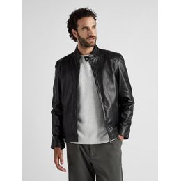 Bikerjacke JCC "31020355", Herren, Gr. 48, schwarz, Obermaterial: 100% Leder, Lamm; Futter: 100% Baumwolle; Ärmelfutter: 100% Polyester, mit Knopf, Jacken