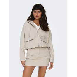 Cordjacke Only "ONLKENZIE L/S CORD JACKET PNT NOOS", Damen, Gr. L, grau (pumice stone), Web, Obermaterial: 98% Baumwolle, 2% Elasthan, unifarben, Jacken