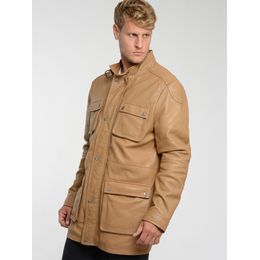 Lederjacke JCC "3102233", Herren, Gr. 48, braun (camel), Obermaterial: 100% Lammleder; Innenfutter oben: 100% Polyester; Innenfutter unten: 100% Baumwolle; Ärmelfutter: 100% Polyester, mit Knopf, Jacken