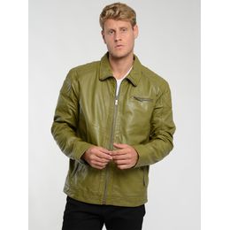 Lederjacke JCC "3102231", Herren, Gr. 50, grün (olive), Obermaterial: 100% Lammleder; Innenfutter oben: 100% Polyester; Innenfutter unten: 100% Baumwolle; Ärmelfutter: 100% Polyester, Jacken