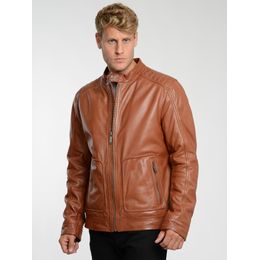 Lederjacke JCC "3102241", Herren, Gr. 48, braun (cognac), Oberstoff: 100% Lammleder; Innenfutter oben: 100% Polyester; Innenfutter unten: 100% Baumwolle; Ärmelfutter: 100% Polyester; Wattierung: 100% Polyester, Jacken