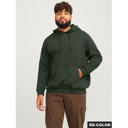 Jack & Jones PlusSize Kapuzensweatshirt "JJEBRADLEY SWEAT HOOD NOOS PLS", Herren, Gr. 3XL, bunt (duffel bag), angeraute Sweatware, Obermaterial: 65% Polyester, 35% Baumwolle, JACK & JONES PLUSSIZE, unifarben, loose fit normal, Rundhals, Rippb&uuml;ndchen, Sweatshirts, mit Rippb&uuml;ndchen