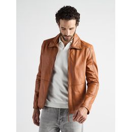 Bikerjacke JCC "Bruma", Herren, Gr. 48, braun (cognac), Obermaterial: 100% Leder Schaf; Futter: 100% Polyester; Taschenfutter: 100% Baumwolle, Jacken