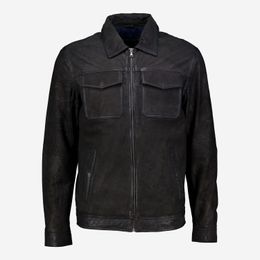 BULL & BERRY Schwarze Lederjacke mit matter Oberfläche