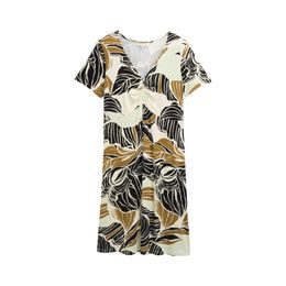 Tom Tailor Damen Kleid mit Raffungen, beige, Gemustert, Gr. 36
