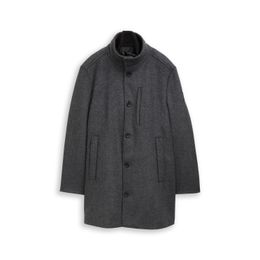 Tom Tailor Herren 2-in-1 Wollmantel mit abnehmbarer Innenjacke, schwarz, Meliert, Gr. XXL