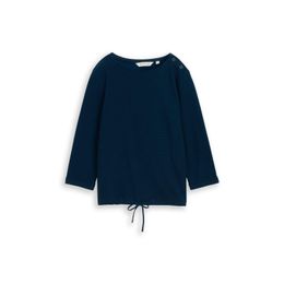 Tom Tailor Damen Langarmshirt mit Knopf-Details, blau, Uni, Gr. XS