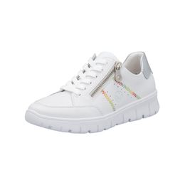 Sneaker Rieker "Rieker Sneaker Glattleder", Damen, Gr. 37, silber (weiß, silber), Glattleder, Casual, Schuhe