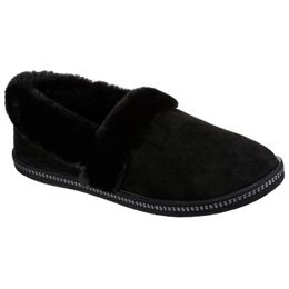 Pantoffel Skechers "COZY CAMPFIRE TEAM TOAST", Damen, Gr. 41, schwarz, Synthetik, Velourslederimitat, Fellimitat, Schuhe, Hausschuh mit Memory Foam-Ausstattung