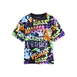 next T-Shirt Jungen Gr&ouml;&szlig;e 98 violettblau / dunkelorange / pink / schwarz