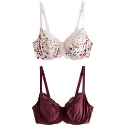 next BH Damen Gr&ouml;&szlig;e 85 dunkelgr&uuml;n / orange / rosa / burgunder