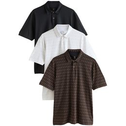 next Poloshirt Herren Gr&ouml;&szlig;e XL schoko / gold / schwarz / wei&szlig;