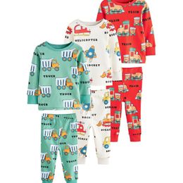 next Pyjama Jungen Gr&ouml;&szlig;e 128 creme / hellgr&uuml;n / apricot / cranberry