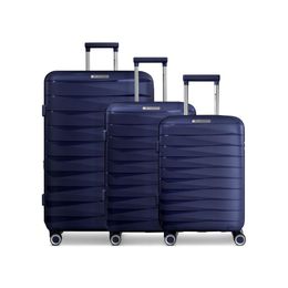 Franky London 4 Rollen Kofferset 3-teilig mit Dehnfalte in dark blue | Gr.: onesize