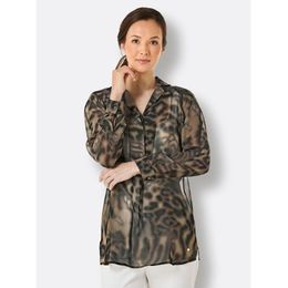 CR&Eacute;ATION L creation L Seiden-Longbluse in schwarz-bedruckt | Gr.: 38