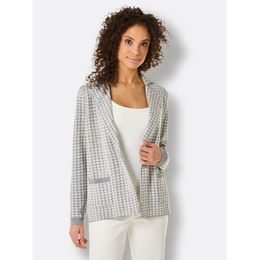 CR&Eacute;ATION L creation L Merino-Strickblazer in steingrau-champagner-gemustert | Gr.: 42
