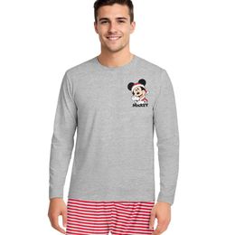 Disney Mickey Mouse XMAS Schlafanzug Langarm Christmas in grau | Gr.: M