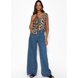 SASSYCLASSY Highwaist Jeans mit weitem Bein in Dunkelblau | Gr.: 38