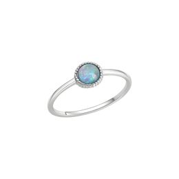 Fingerring Vivance "925/- Sterling Silber rhodiniert Synth. Opal" Gr. 54, wei&szlig;, Fingerringe, Damen, 054 (17,2), Silber 925 (Sterlingsilber), Fingerring