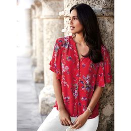 Druckbluse Inspirationen, Damen, Gr. 38, rot (erdbeere, gemustert), 100% Viskose, gebl&uuml;mt, gemustert, Rundhals, Blusen Druckbluse