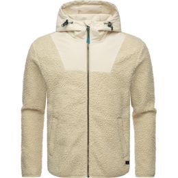Fleecejacke Ragwear "Adar", Herren, Gr. XL (54), beige (ecru), Fleece, Obermaterial: 100% Polyester, Innenfutter: 100% Polyester, gerade hüftlang, hoch geschlossener Ausschnitt, Ärmel ohne Ärmelschlitz abgesteppte Kante, Jacken, Angesagte Herren Plüschjacke mit hohem Kragen