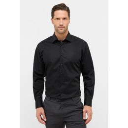 Langarmhemd Eterna "MODERN FIT", Herren, Gr. 42, Normalgr&ouml;&szlig;en, schwarz, Popeline, 100% Baumwolle, tailliert, Manschette, Hemden, NON IRON (b&uuml;gelfrei)