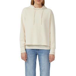 Hoodie s.Oliver, Damen, Gr. 38, beige (ecru), Sweatware, Obermaterial: 47% Modal, 41% Polyester, 12% Elasthan, unifarben, casual, regular fit, ohne Ausschnitt, Sweatshirts, mit Kapuze