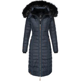 Navahoo Damen Wintermantel langer Winter Steppmantel mit Kunstfellkapuze Umay