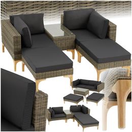 TecTake&reg; Aluminium Rattan Lounge, wetterfest und UV-best&auml;ndig, schlanke, hohe Beine, hochwertiges Geflecht