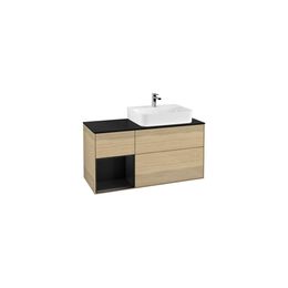 Villeroy & Boch V&B Waschtischunterschrank Abdeckplatte Gl. bla m Finion 120cm, Reg li bla m lacquer, Oak Veneer ; Villeroy & Boch (F142PDPC)