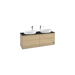 Villeroy & Boch V&B Waschtischunterschrank Wandbeleuchtung Finion 160x60cm, Abd.-Pl. bla matt, Oak Veneer ; Villeroy & Boch (G96200PC)