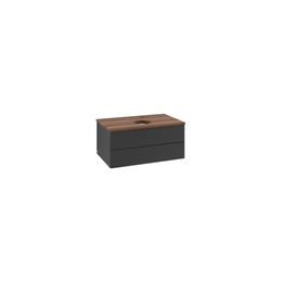 Villeroy & Boch V&B Waschtischunterschrank mit Frontstruktur Antao 80x36x50cm, HL, WBP w. wal, bla m Lac ; Villeroy & Boch (K19152PD)