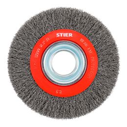 STIER Rundb&uuml;rste &Oslash; 200 mm, Bohrungs-&Oslash; 32 mm, 0,35 mm, gewellt, Stahl (903759)