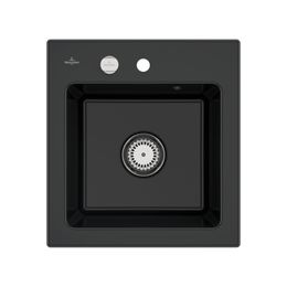 Villeroy & Boch V&B Sp&uuml;le Subway 45 XS m Abl.garn, Exzenter, pure black ; Villeroy & Boch (678102R7)