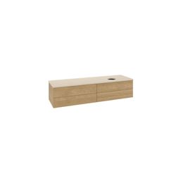 Villeroy & Boch V&B Waschtischunterschrank mit Frontstruktur -Beleuchtung Antao 160x50cm, WBP-farbe botticino, honey oak ; Villeroy & Boch (L27113HN)