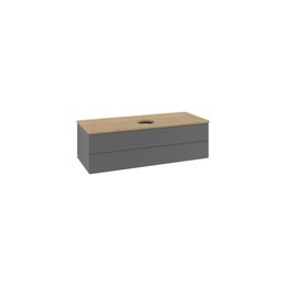 Villeroy & Boch V&B Waschtischunterschrank mit Frontstruktur, mit Beleuchtung Antao 120x36x50cm, WBP hon. Oa, Anthrac. m Lac ; Villeroy & Boch (L21111GK)
