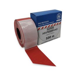 Kelmaplast Absperrband 500 m-Rolle rot/wei&szlig; geblockt Blauer Engel aus min. 80% recycelten (2500000800500159901000051)