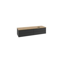 Villeroy & Boch V&B Waschtischunterschrank mit Frontstruktur -Beleuchtung Antao 160x50cm, HL, WBP hon. Oa, bla m Lac ; Villeroy & Boch (L27151PD)