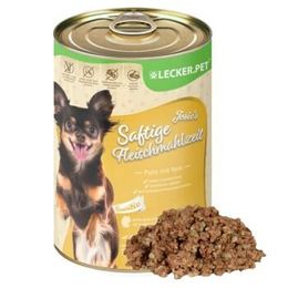 LYRA PET Lecker.Pet Josie's Saftige Fleischmahlzeit Sensitiv mit Pute & Reis Hundefutter Nassfutter 24x400 g