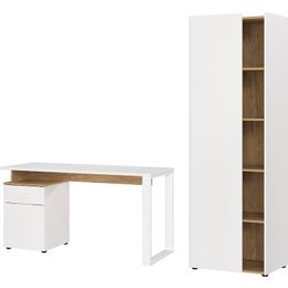 Andas Büromöbel-Set »Njavve bestehend aus Schreibtisch« 2 tlg. mit Container & hohem Aktenschrank (Höhe 188 cm), Made in Germany...