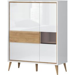 Home Affaire Highboard »Vida« (H/B/T): 121/95/40cm, UV lackiert, hochglänzend, Soft-Close und Push-to-open Funktion Crystal white; Pacific Walnut