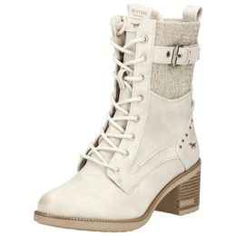 Mustang Shoes Schnürstiefelette »Stiefelette Lederimitat/Textil« Ivory 37 37 Verschluss: Schnürung